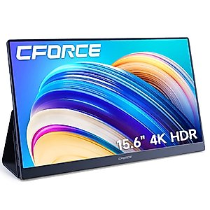 Portable Monitor 4K - C-FORCE 15.6" IPS UHD 3840X2160 USB C Computer Display[99% sRGB Wide Color Gamut] IPS Eye Care Screen with HDMI Type C Speakers for Laptop PC PS4 Xbox Phone Included Smart Cover