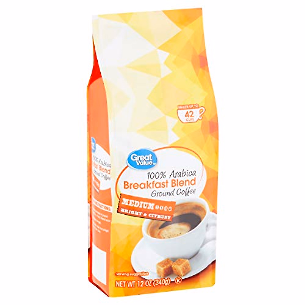 Great Value 100% Arabica Breakfast Blend Medium Ground Coffee - 12 oz. (Pack of 2)
