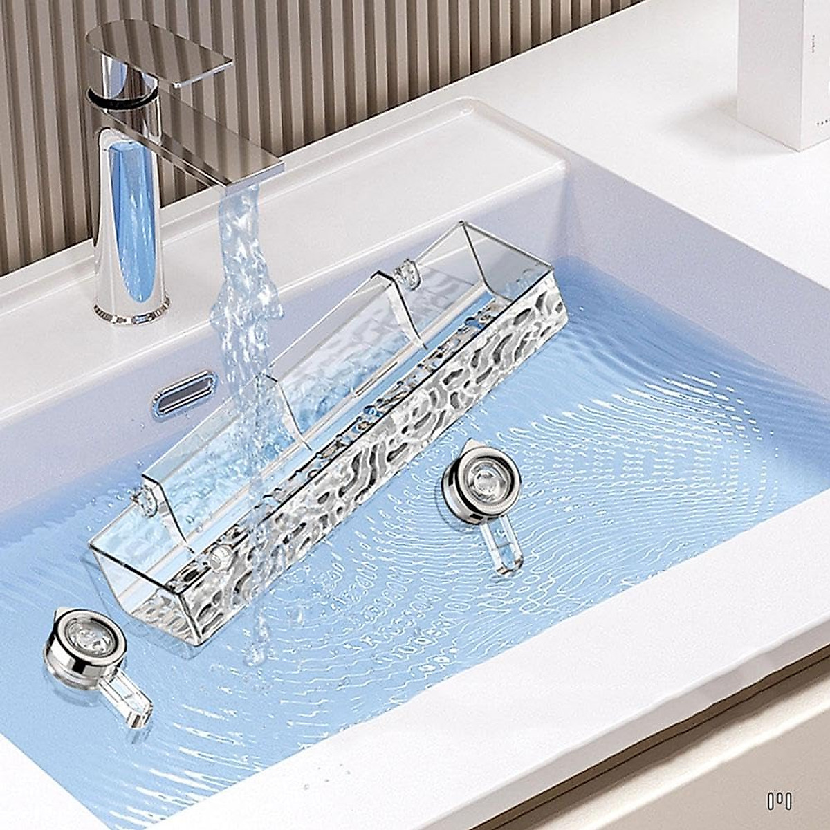 CQJJTKX Raidley No Drill Clear Wall Caddy, 2024 New Light Luxury Style Glacier Pattern Suction Cup Shelf, No Drill Clear Shower Caddy Wall Caddy, Raidley Bathroom Storage Shelf (1pc C)