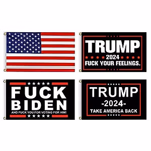Trump 2024 Flag Fuck Biden Flag 3x5 ft Make America Great Again Flag Double Stitch Around The Edge with Two Brass Buttonholes 4 Patterns (Trump 2024-4 Patterns #2)