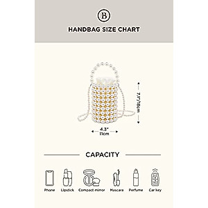 BABEYOND Women Pearl Clutch Purse - Bucket Beaded Bridal Evening Bag Formal Shoulder Bag with Inner Bag for Party Wedding