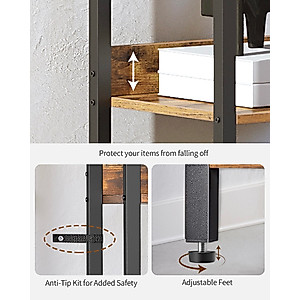 Surksis 6-Tier Bookshelf, Large Bookshelf, Industrial Bookcase with Open Shelves, Tall Book Shelf for Living Room, Home Office, Study, Bedroom, 11 x 29.9 x 72.5 Inches, Rustic Brown and Black