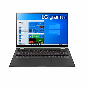 LG Gram 16T90P 16" WQXGA (2560 x 1600) 2-in-1 Lightweight Touch Display Laptop, Intel Evo 11th Gen Core i7 , 16GB RAM, 512GB SSD, 21 Hour Battery, Alexa Built-in, 2X USB-C, HDMI, USB- Green