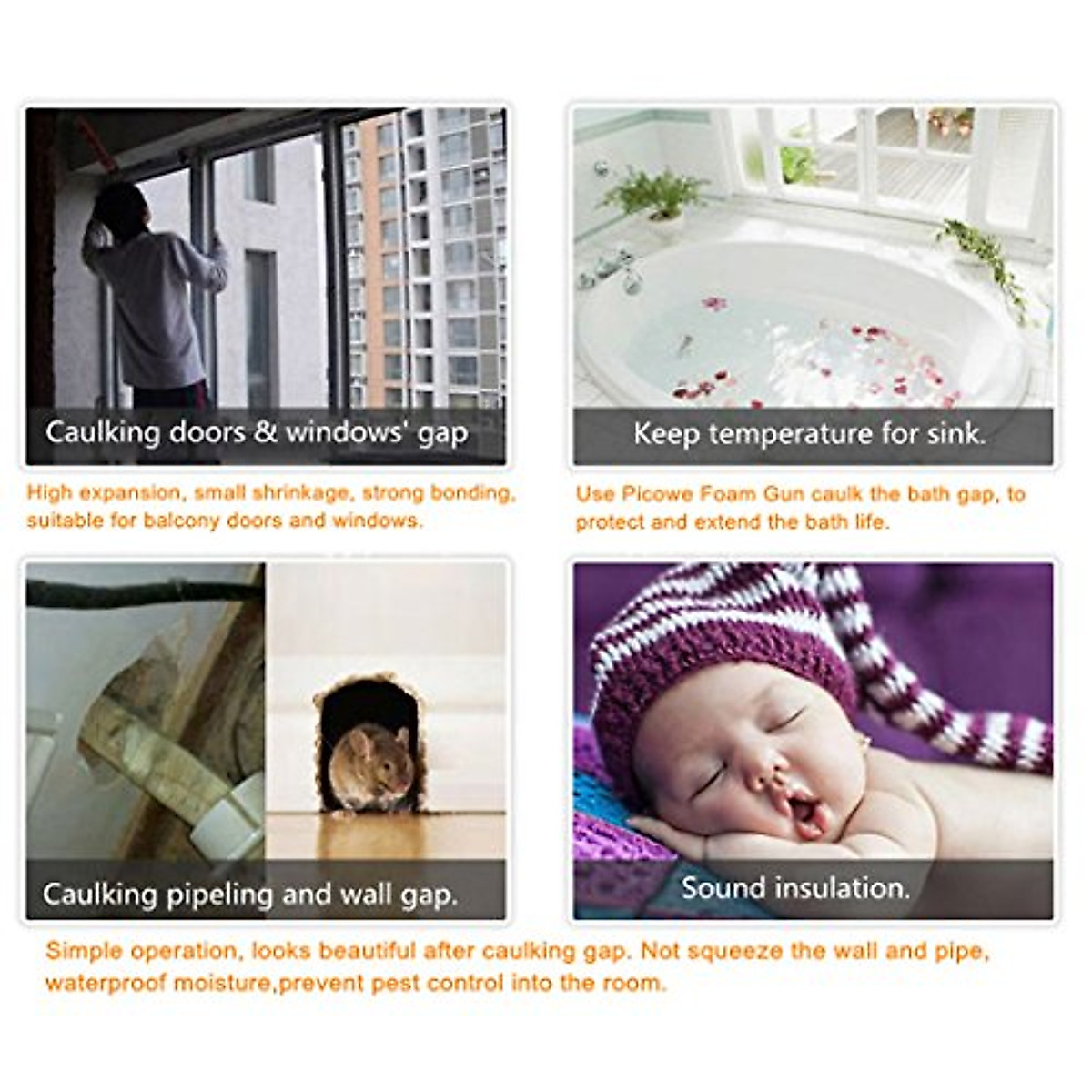 2 Pack Foam Gun, Picowe Foaming Gun Pu Expanding Caulking Gun Metal Body Pro Heavy Duty PU Spray Foam Gun Grade Expanding Spray Application Applicator