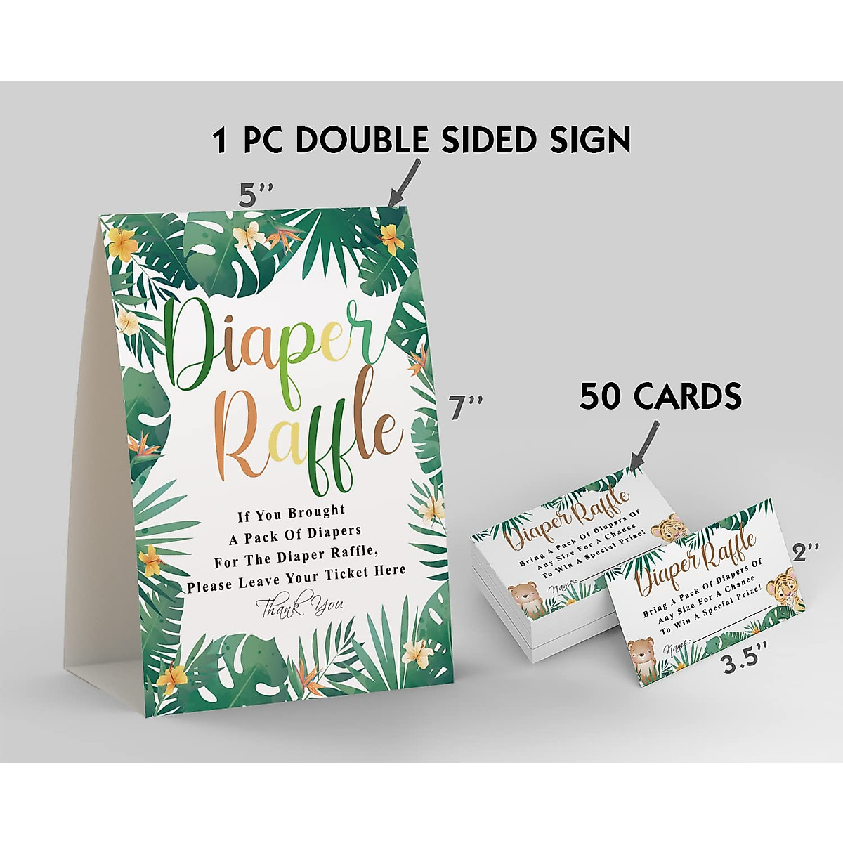 Diaper Raffle Tickets for Baby Shower Sign，Baby Shower Invitations with Diaper Raffle Cards - Baby gender neutral tickets(1 Sign with 50 Raffle Tickets)Toctose034