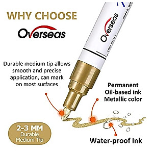 Paint Pens Paint Markers - White Permanent Markers 8 Pack, Oil Based Waterproof Quick Dry Medium Tip Marker Pen for Metal, Wood, Fabric, Plastic, Rock, Stone, Mugs, Canvas, Glass, Art Craft