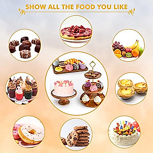 Set of 3,Lwhaoye Acacia Wood Dessert Stands Table Display Set,Tall 12 inch Rustic Dessert Cup Cake Stand for Weddings Birthdays Holidays Housewarming