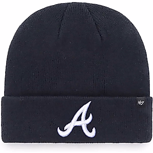 '47 MLB Unisex-Adult Primary Logo Cuffed Knit Primary Logo Team Color Beanie Hat Cold Weather Hat, One Size (Atlanta Braves Navy)