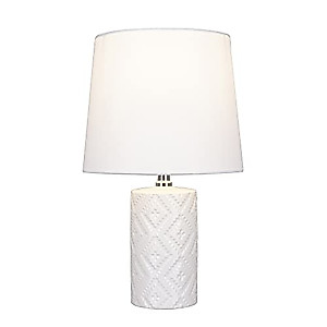 Catalina 23096-000 Farmhouse Quilt-Style Textured Ceramic Table Lamp, 15.5", White