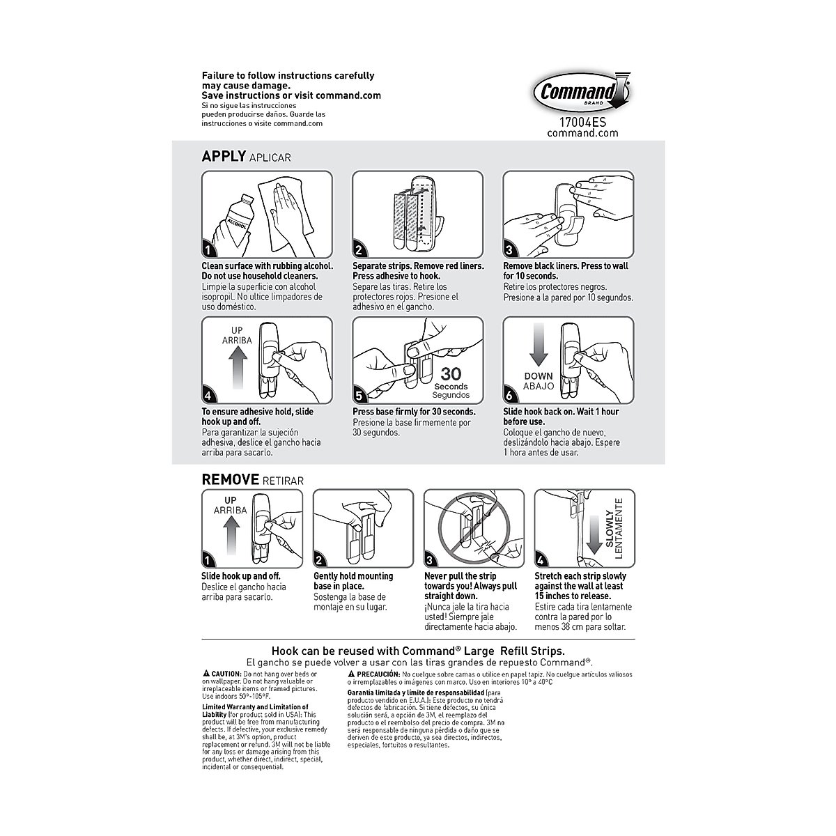 Command Jumbo Utility Hooks, Damage Free Hanging Wall Hooks with Adhesive Strips, No Tools Wall Hooks for Hanging Decorations in Living Spaces, 1 White Hook and 4 Command Strips