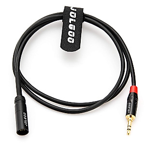 JOLGOO Mini XLR Male to 3.5mm Stereo Audio Plug Cable, 3-pin Mini XLR Male to 1/8" TRS Plug Cable, for BMPCC 4K Camera Video Assist 4K Sharp 8K, 3.3 Feet
