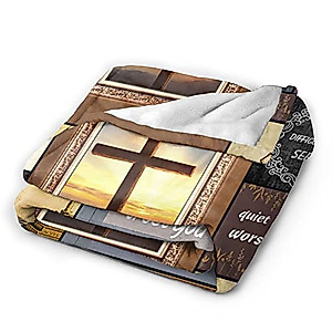 WISH TREE Christian Gifts for Women Scripture Throw Blanket Religious Spiritual Gifts with Bible Verse, Inspirational Thoughts and Healing Prayers Gift for Women Men 50"x60"(Collage)