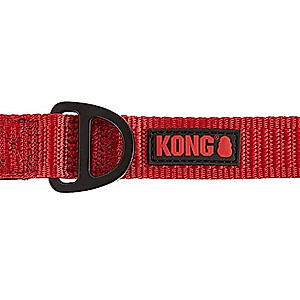 KONG Comfort Ultra Durable Traffic Padded Handle Quick Control Leash 4' (Red)