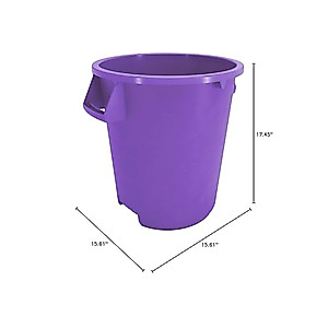 SPARTA Bronco Waste Container Trash Container, Round Trash Bin for Disposal, 10 Gallons, Purple