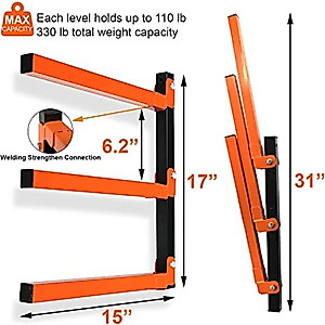 Thanaddo 3-Level Metal Wall Mount Lumber Storage Rack Wood Organizer Rack Lumber Rack Metal Rack Indoor & Outdoor (2PACK)