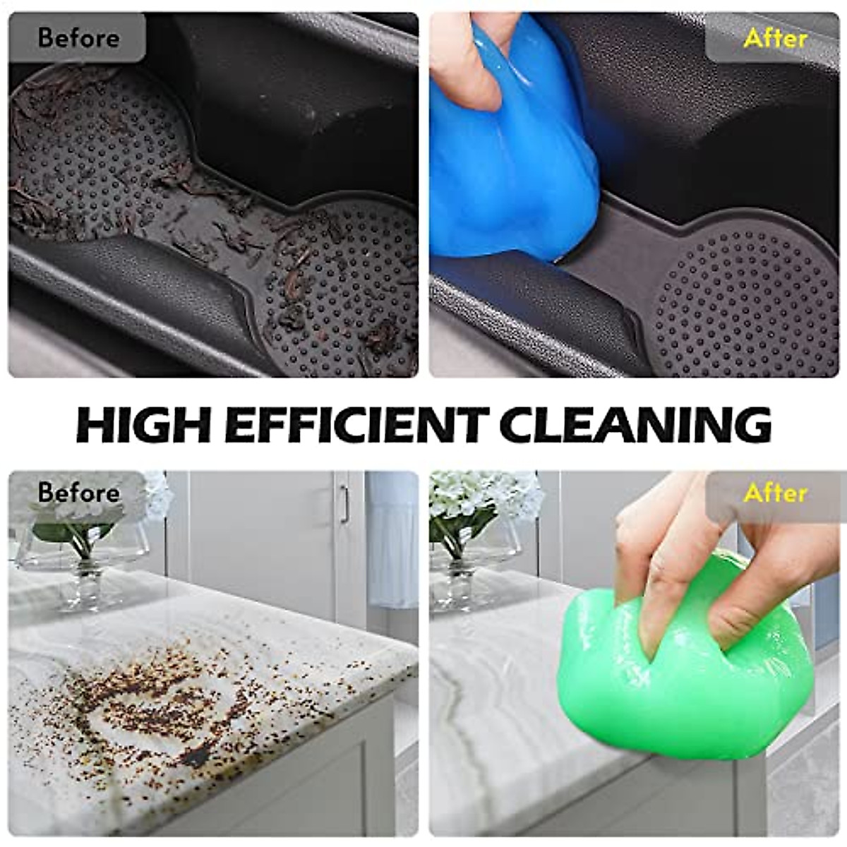 Simpower Car Cleaning Gel Putty: 2022 est Universal Detailing 3 Pack Reusable Keyboard Cleaner Unique Tinfoil Layer Design Putty for Interior Dash Printers Calculators 600G, Blue, Green, Yellow