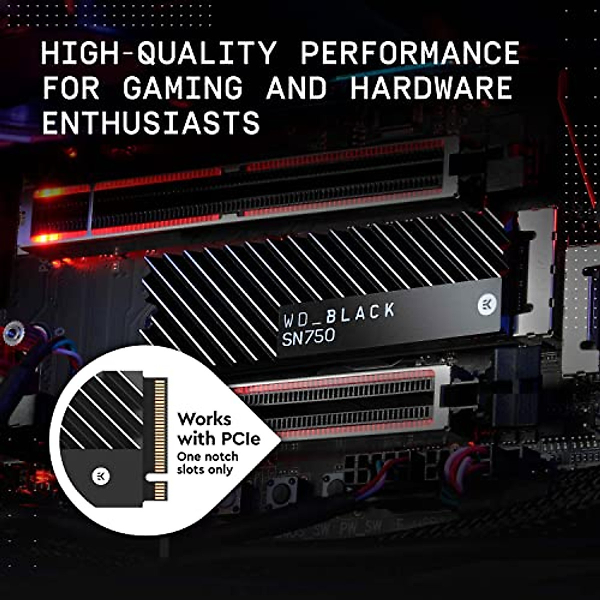 Western Digital 500GB SN750 NVMe Internal Gaming SSD Solid State Drive with Heatsink - Gen3 PCIe, M.2 2280, 3D NAND, Up to 3,430 MB/s - WDS500G3XHC