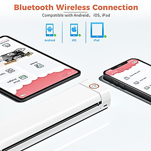 ItriAce M08F Portable Printer, Upgrade Bluetooth Portable Printers Wireless for Travel, No Ink Mobile Compact Printer for Home, Office, School, Support 8.5'' x 11'' Thermal Paper with 1 Case