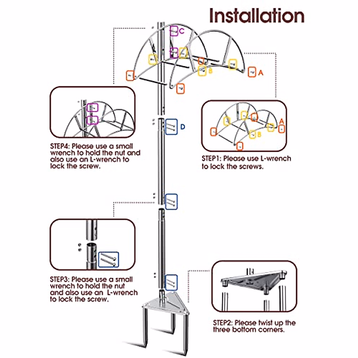 Stainless Steel Hose Holder, Meykwod Garden Hose Holder Freestanding, Water Hose Holders for Outside, In ground Heavy Duty Hose Organizer Outdoor, Hose Rack for Outside Yard