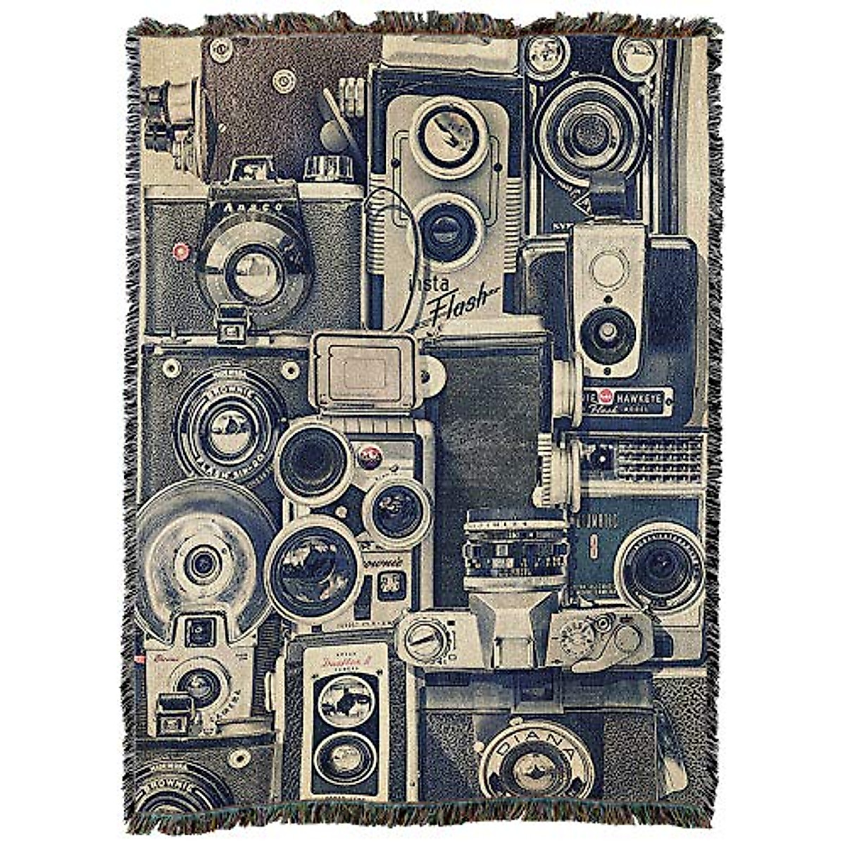 Pure Country Weavers Vintage Cameras Blanket by Thomas Brown - Gift Photography Tapestry Throw Woven from Cotton - Made in The USA (72x54)