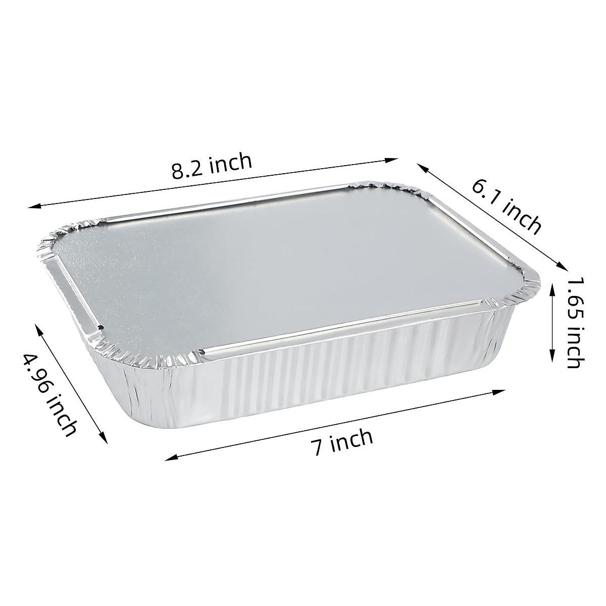 WANBAO 50 PACK 8.3"x6.2" Disposable Tin Foil Pans with Lids 2.25LB Aluminum Pans To Go Containers for Cooking, Baking, Catering Party Meal Prep, Take Out, Freeze