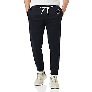 A|X ARMANI EXCHANGE mens Basic Fleece Logo Jogger Sweatpants, Navy, Large US
