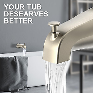 Gold Hao The Bathroom Universal Slip-On Tub Spout with Diverter - 5" Bathtub Faucet with Diverter, Easy to Install & Save Water Leaks in Minutes, Fit 5/8" Copper Pipe (Brushed Nickel)