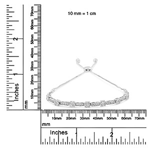 Haus of Brilliance .925 Sterling Silver 1/4 Cttw Diamond 4”-10” Adjustable Bolo Alternating Square and Rectangle Bolo Bracelet (I-J Color, I3 Clarity)