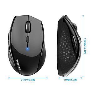 TECKNET Bluetooth Mouse, 4800 DPI Wireless Mouse, 2-Year Battery Computer Mouse 6 Adjustable DPI, 6 Buttons Compatible with Laptop/Windows/Computer