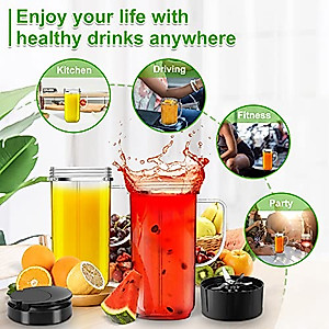 2 Pack Magic Bullet Blender Cups,Tall 22oz Cups Mugs Flip Top To-Go Lids & 4 Fins Cross Blade with Gasket Handle Replacement Part Compatible Magic Bullet Blender Juicer Mixer Accessories 250W MB1001