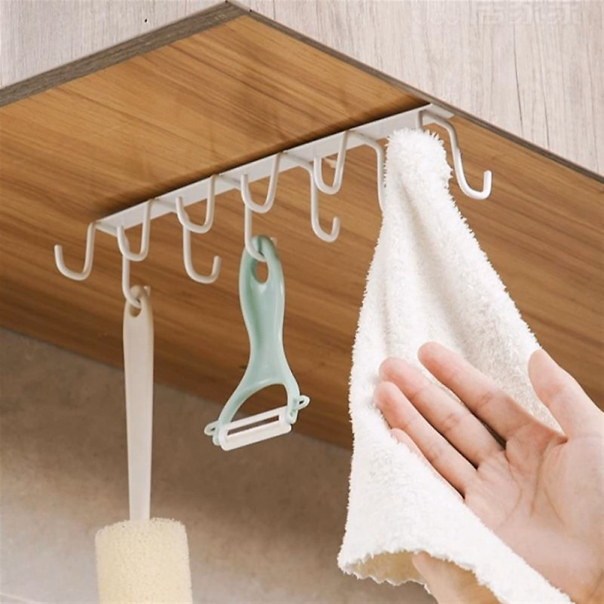 Coffee Cup Holder Fashion Double-Row Metal Rack Mug Cupboard Kitchen Storage Rack Hanger Bracket Cabinet Hook Mug Display ( Color : Gold )