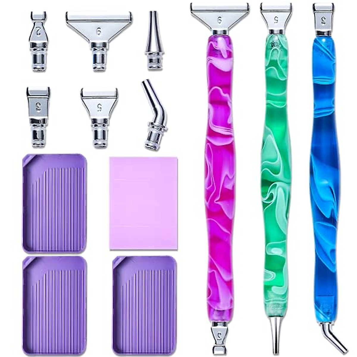 AOEUSLL 5d Diamond Painting Pen with Diamond Painting Trays, Diamond Painting Accessories, Diamond Pen, Diamond Art Pens, Diamond Art Accessories and Tools (24pcs)