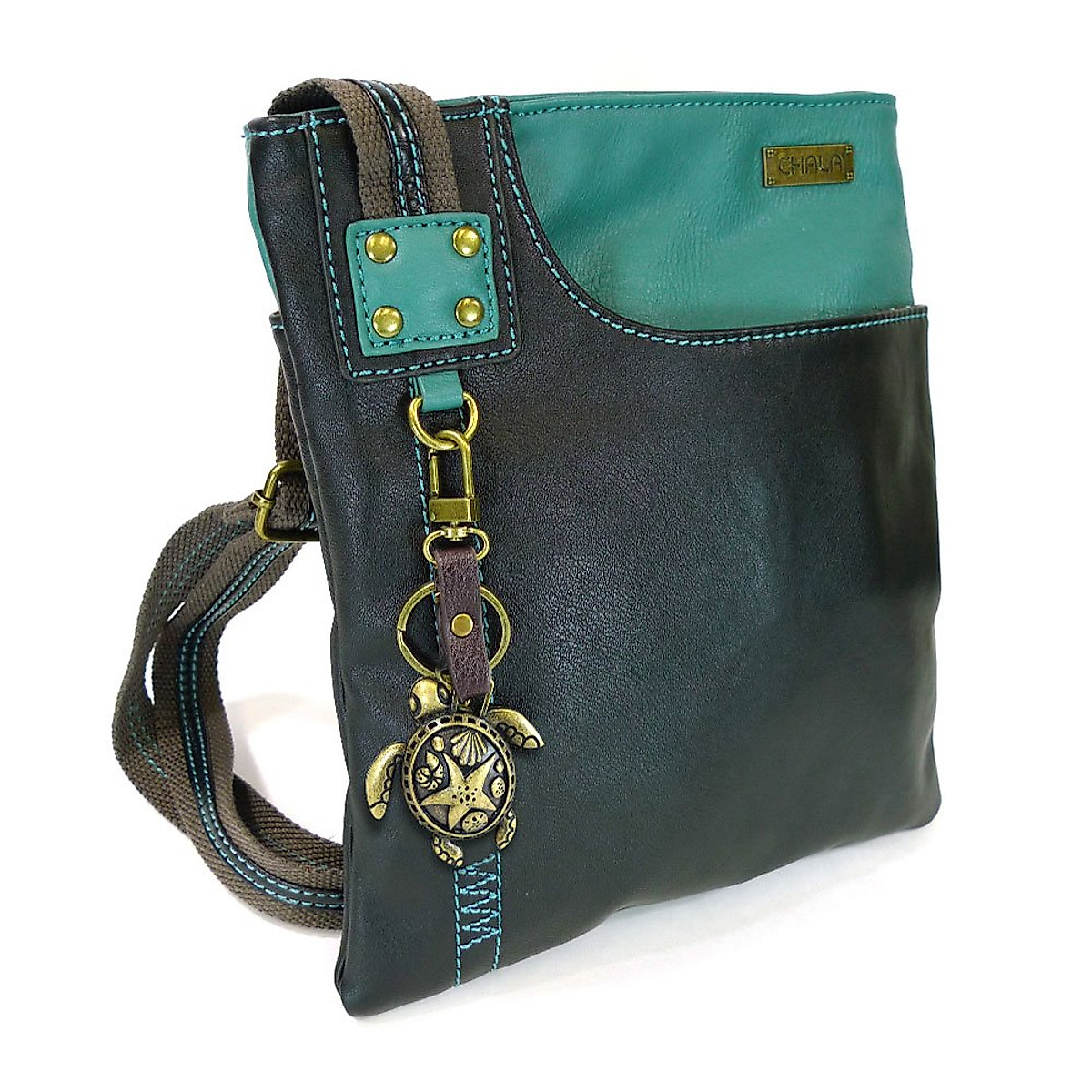 CHALA New Crossbody SWING Bag Vegan Leather (Black- Sea Turtle)