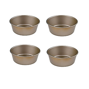 XZJMY 4Pack Mini Pie Pan 4-Inch Round Cake Pans Round Carbon Steel Cake Baking Pan,Air Fryer Hamburger Moulds for Muffins Egg Puddings Bread (Gold)