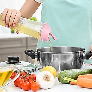 Plastic Olive Oil And Vinegar Dispenser Bottle For Kitchen Cooking With Spout Lid To Pour, Plastic Oil Cruet Container, Thigh Wide Mouth Easy Refill & Clean - BPA Free (25 OZ)