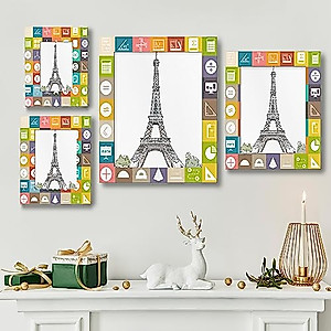 Yzrwebo Math Tools 5x7 Picture Frame Math Symbols Wood Photo Frames High Transparent Horizontal and Vertical Tabletop Display or Wall Mounting for Family Home Gallery Office