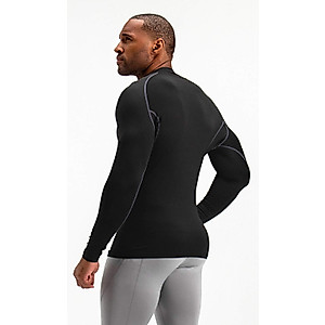 DEVOPS 2 Pack Men's Thermal Turtle Mock Neck Shirts, Compression Long Sleeve Tops (X-Large, Black/Black)