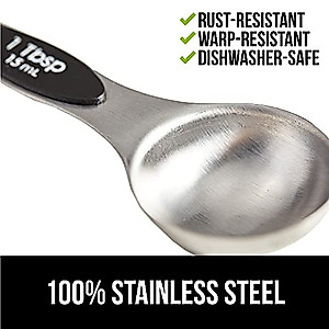 Gorilla Grip Box Grater and Measuring Spoons Set, Box Grater Has Built in Container, Measuring Spoons Set is Dishwasher Safe, Both in Black Color, 2 Item Bundle