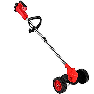 Cordless Grass Trimmer Weed Wacker, 3-in-1 Weed Eater String Trimmer with 3 Types Blades Li-Ion Battery Powered Height Adjustable Lawn Edger Brush Cutter for Home Garden, Lawn, Yard (Red)