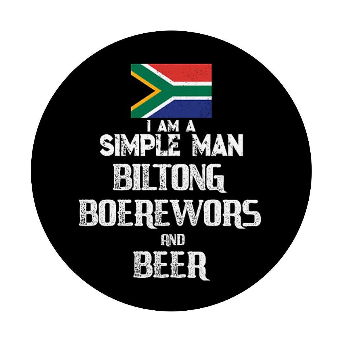 South African Biltong Boerewors and Beer Saffa Black Funny PopSockets Grip and Stand for Phones and Tablets