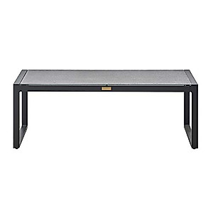 Tommy Hilfiger Hampton Modern White Mesh Outdoor Patio Furniture Collection Gunmetal Frame, Coffee Table, Gray