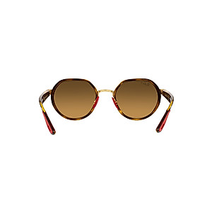 Ray-Ban RB3703M Scuderia Ferrari Collection Round Sunglasses, Gold/Brown Mirrored Grey Polarized, 51 mm
