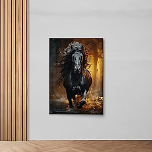 Majestic Black Stallion Galloping In The Clouds, Black Horse On Salt Flats, Canvas Print, Black Horse Print, Black Horse Wall Art, Decor Canvas, Art Decor