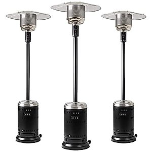 PIONOUS 46,000 BTU Outdoor Power Propane Heater with Wheels, suitable for Potluck, Hotel, Gardens, Homes, Parties, Cruises- Black, 3 Set