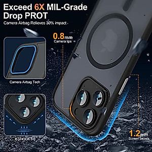 Actor Magnetic Case for iPhone 14 Pro Max [Military Grade Drop Tested] [Compatible with MagSafe] Slim Translucent Matte Back Aluminum Alloy Keys, Anti-Fingerprint Anti-Scratch 6.7 Inch, Black