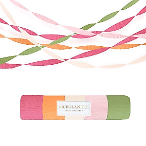 NICROLANDEE 5 Rolls Pink Red White Crepe Paper Streamers for Wedding, Birthday, Valentine's Day Decorations, Bachelorette, Bridal/Baby Shower, Backdrop or Photo Booth