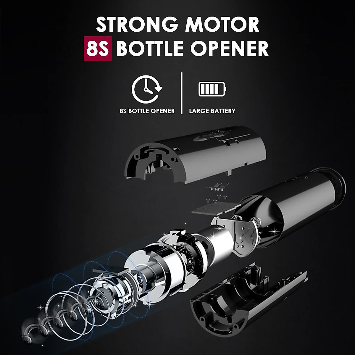 YMQHBS Wine Aerator Pourer, Electric Wine Opener Set 6PC, Automatic Bottle Opener Gifts Set Cordless Corkscrew Stainless Steel, with Vacuum Preserver