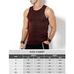 Arjen Kroos Men's Sequin Sleeveless Tank Top Sparkly Rave Metallic T-Shirt