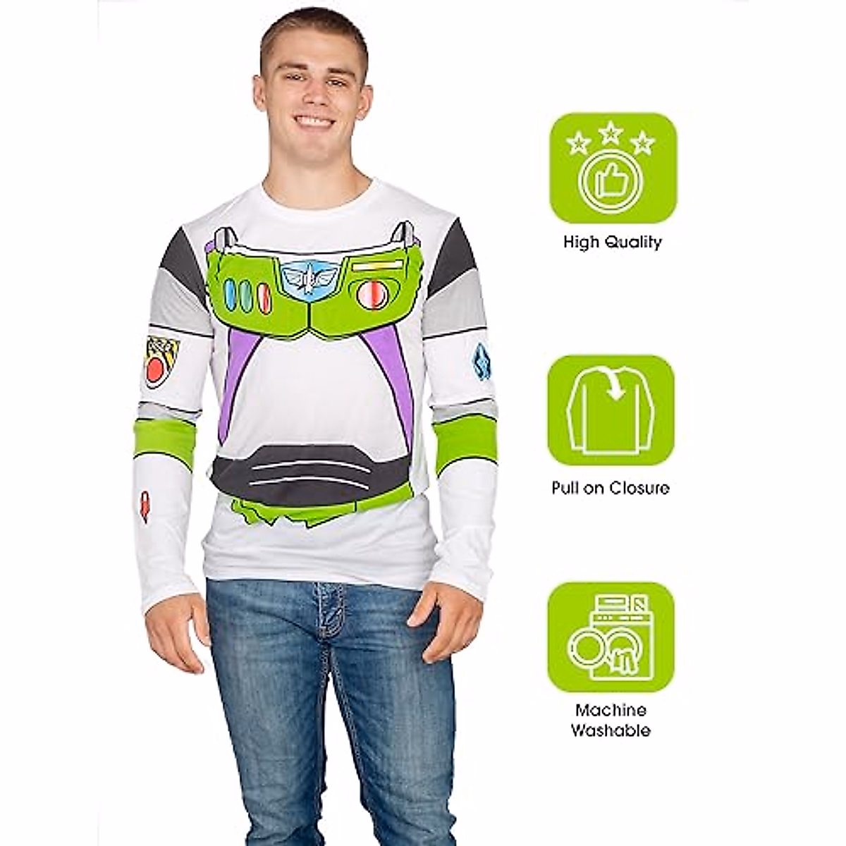 Mad Engine Buzz Lightyear White Long Sleeve T-Shirt for Men’s & Women’s