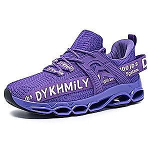 DYKHMILY Steel Toe Shoes for Women Lightweight Cushion Safety Sneakers Slip Resistant Breathable Indestructible Work Shoes Safety Toe Tennis Shoe(8.5,Purple,D91823)
